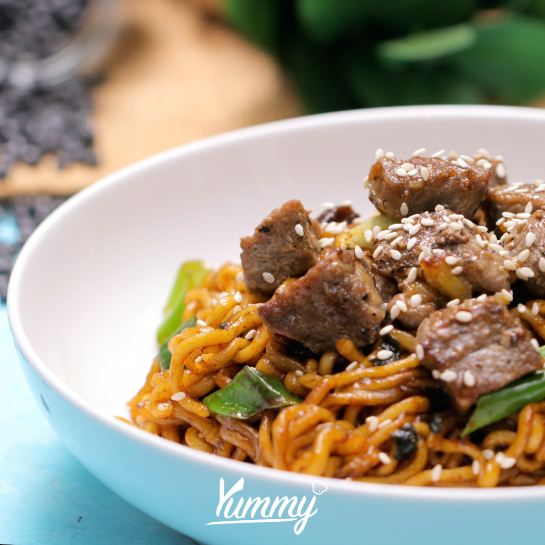 Resep Ram-Don (Jjapaguri with Steak) Mudah dan Cepat