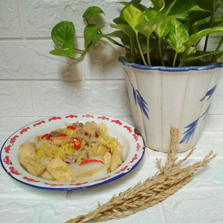 Resep Tumis Sawi Putih Tahu Rempelo Ayam Sederhana Rumahan di Yummy App