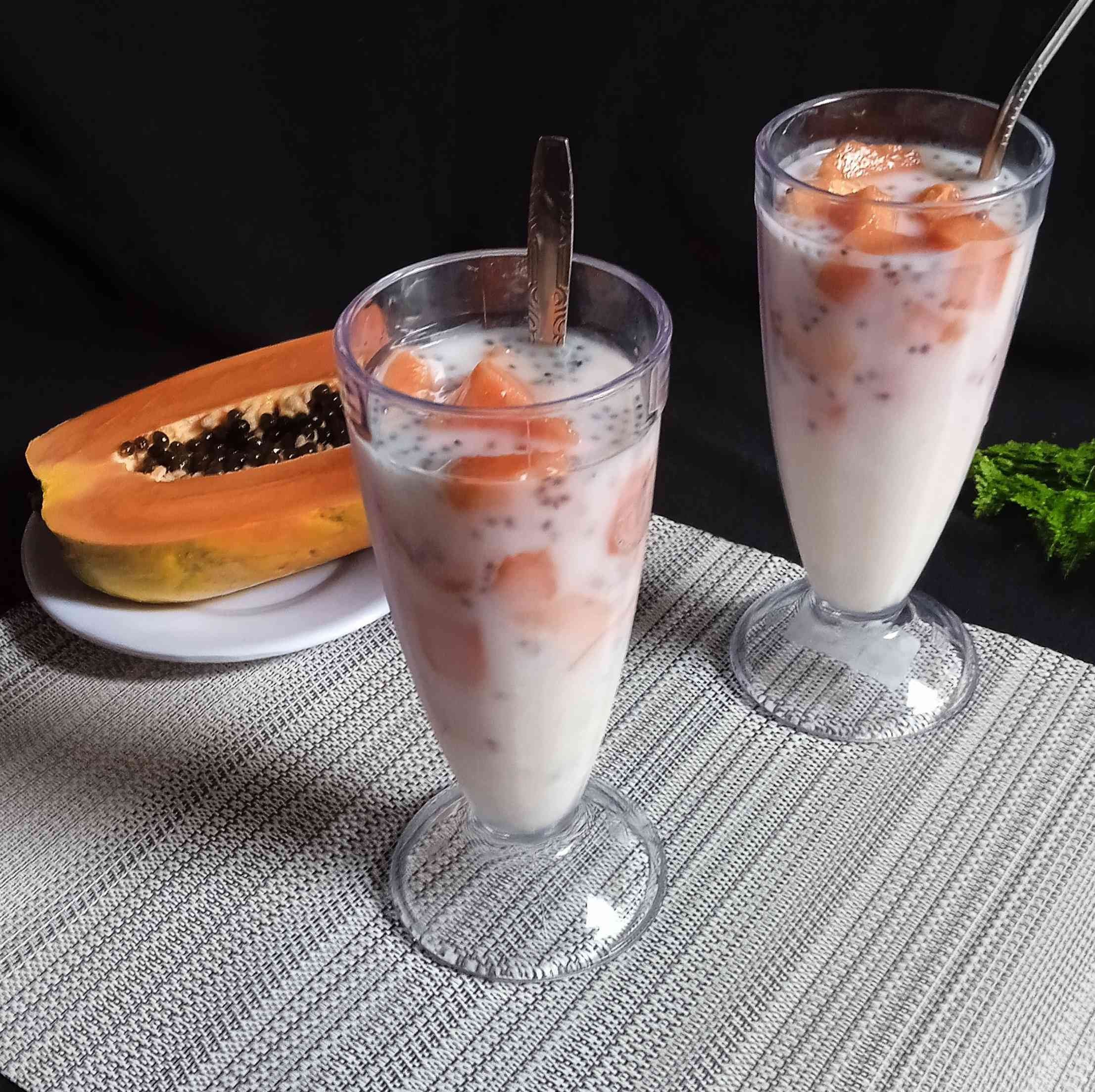Resep Es Pepaya Susu Selasih Sederhana Rumahan Di Yummy App
