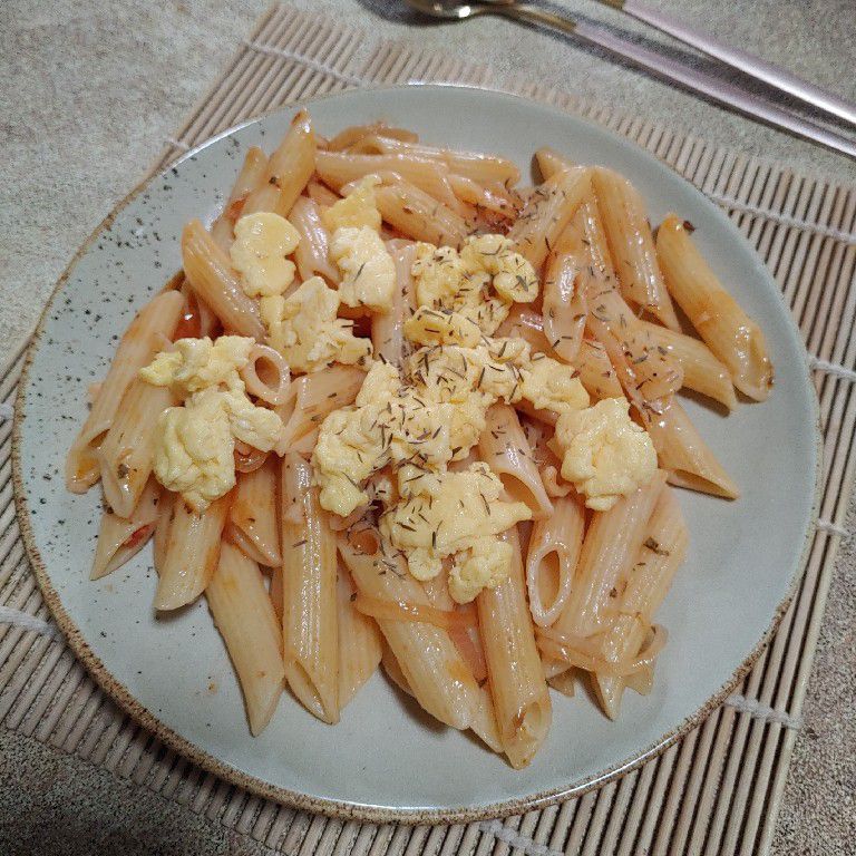 Resep Penne with Scrambel Egg Sederhana Rumahan di Yummy App
