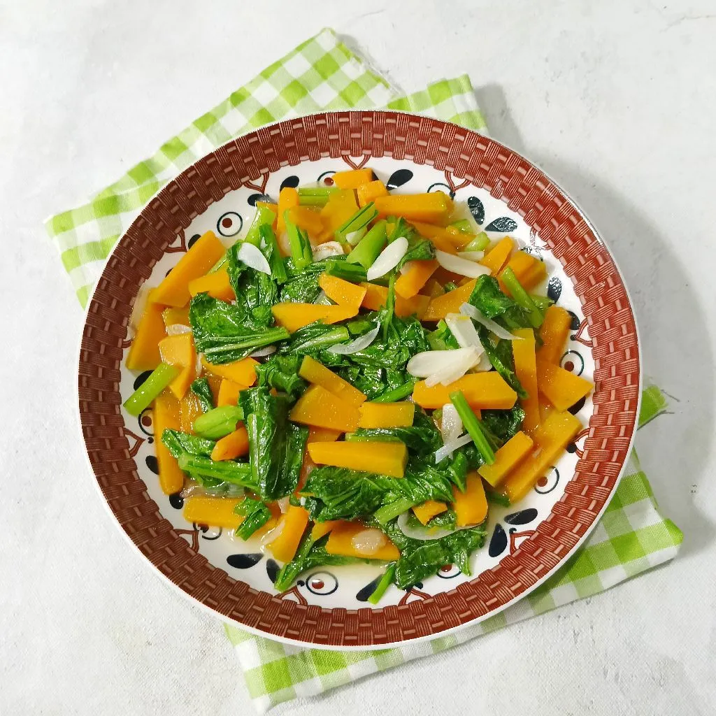 Resep Tumis Labu Kuning Sawi Sederhana Rumahan Di Yummy App