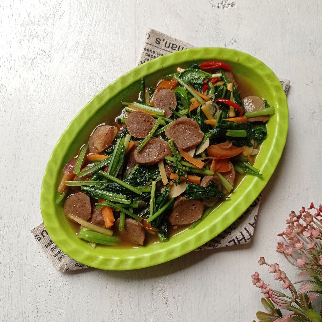 Resep Tumis Sawi Hijau Bakso Sederhana Rumahan Di Yummy App